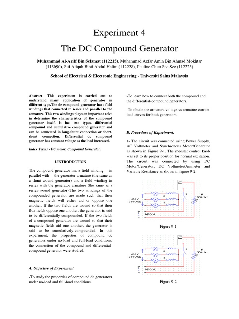 Experiment 4 The DC Compound Generator | PDF | Electric Generator ...