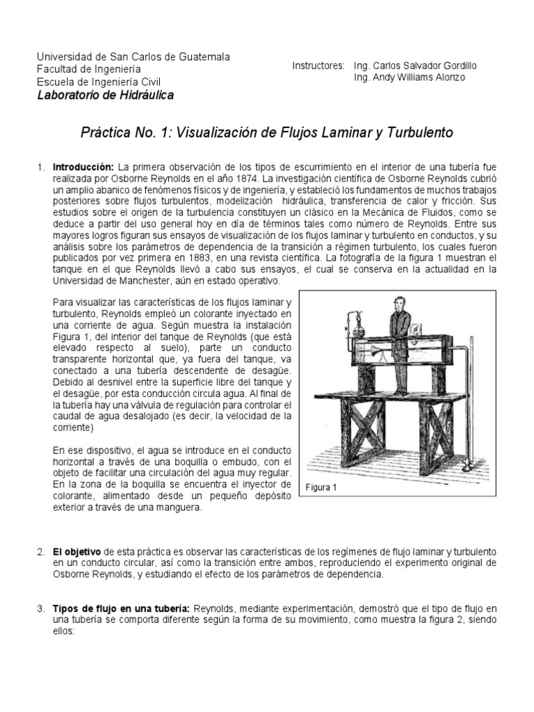 Flujos laminar y turbulento: Práctica visualización Osborne Reynolds | PDF | Numero Reynolds ...