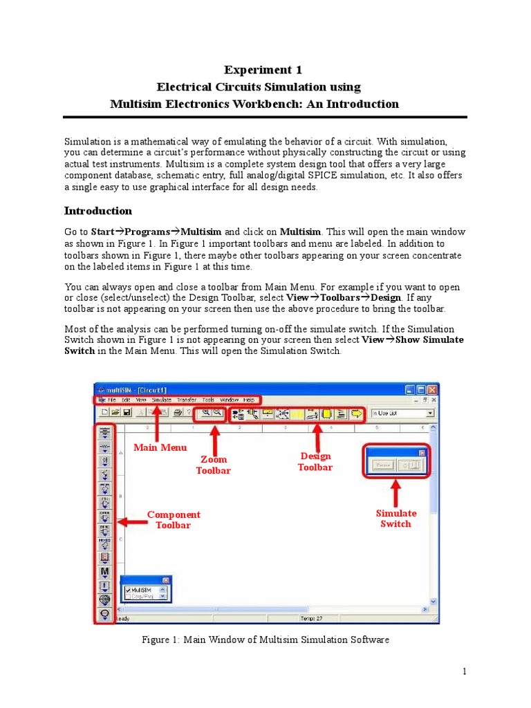 Experiment 1 Electrical Circuits Simulation Using Multisim Electronics ...
