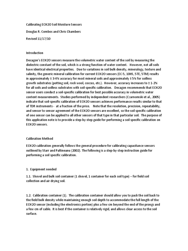 Calibrating ECH2O Soil Moisture Sensors | PDF | Soil | Calibration