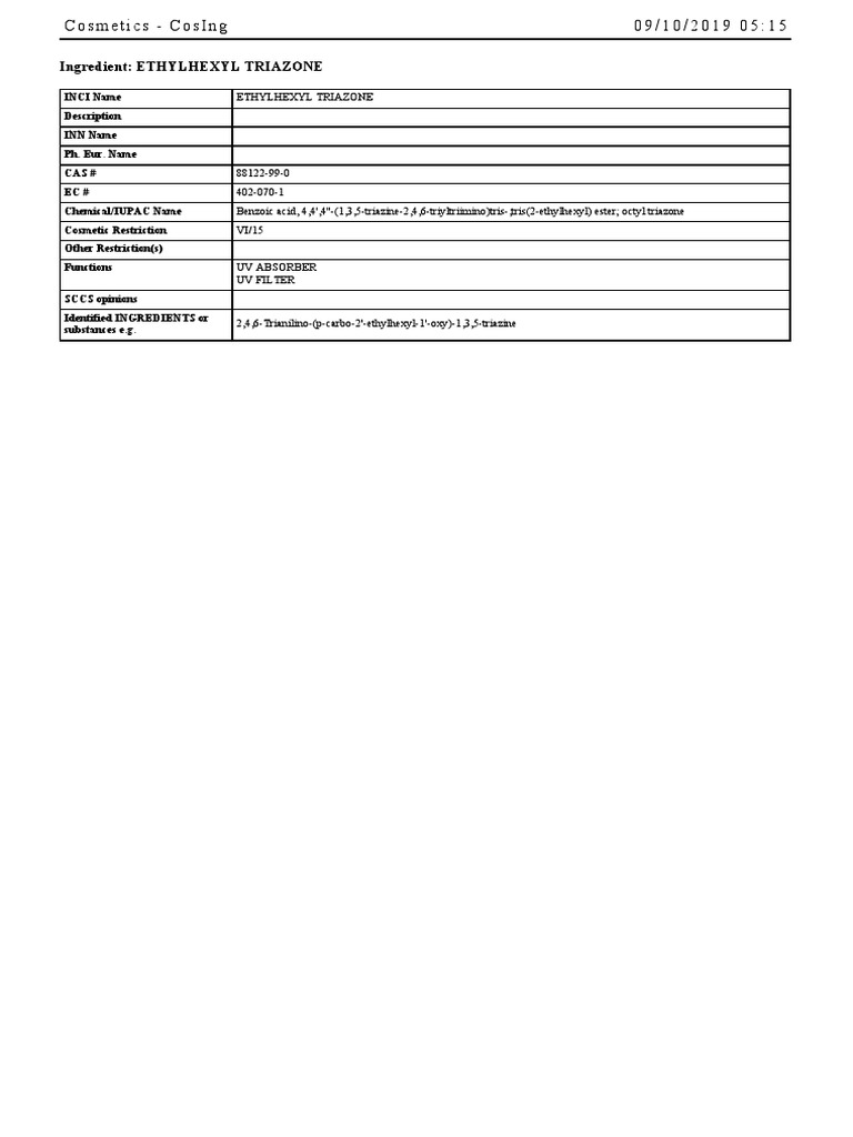 COSING Ingredient PDF | PDF