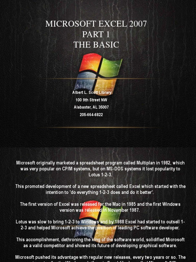 Microsoft Excel 2007 Presentation | PDF | Spreadsheet | Microsoft Excel