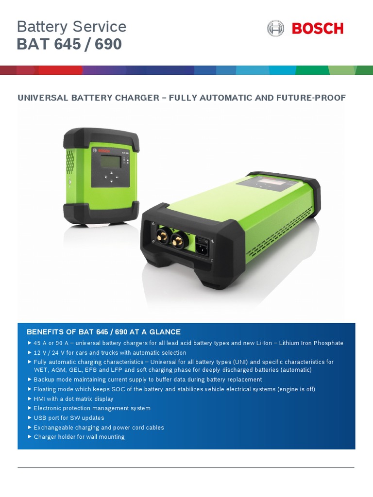 Factsheet Bat 645 Bat 690 74775 | PDF | Battery Charger | Electrical ...
