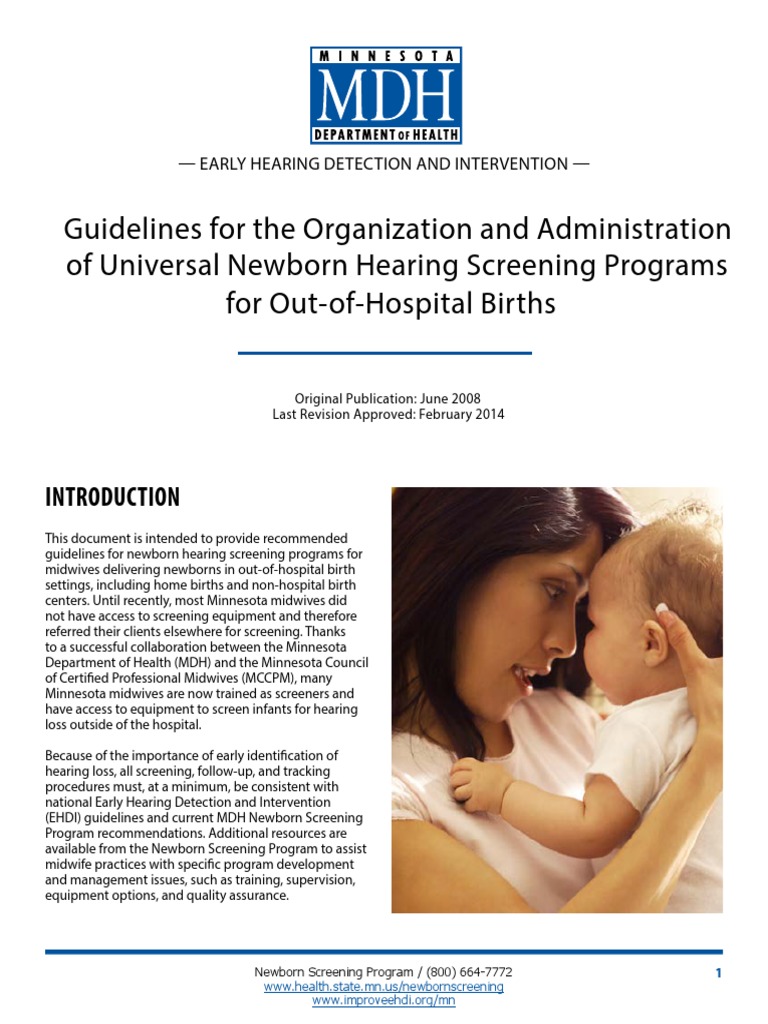 Guidelines For The Organization and Administration of Universal Newborn ...