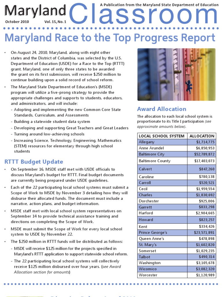 Maryland Classroom October 2010 | PDF | Common Core State Standards ...