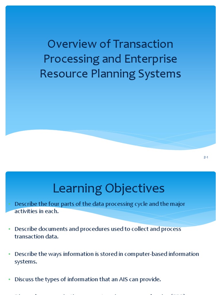 Overview of Transaction Processing and Enterprise Resource Planning ...