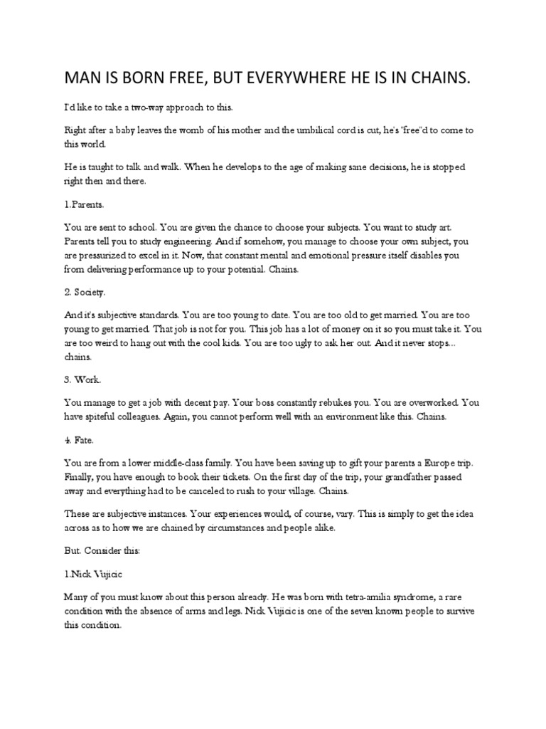 Man Is Born Free, But Everywhere He Is in Chains | PDF | Stephen Hawking