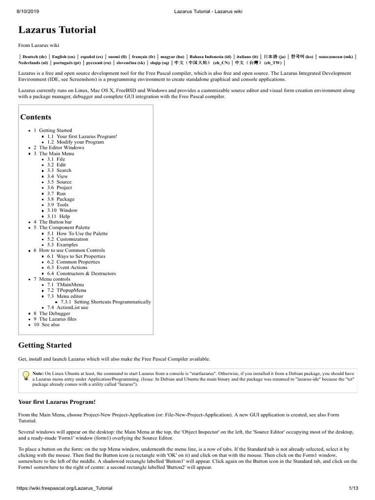 Lazarus Tutorial - Lazarus Wiki | PDF | Command Line Interface | Icon (Computing)