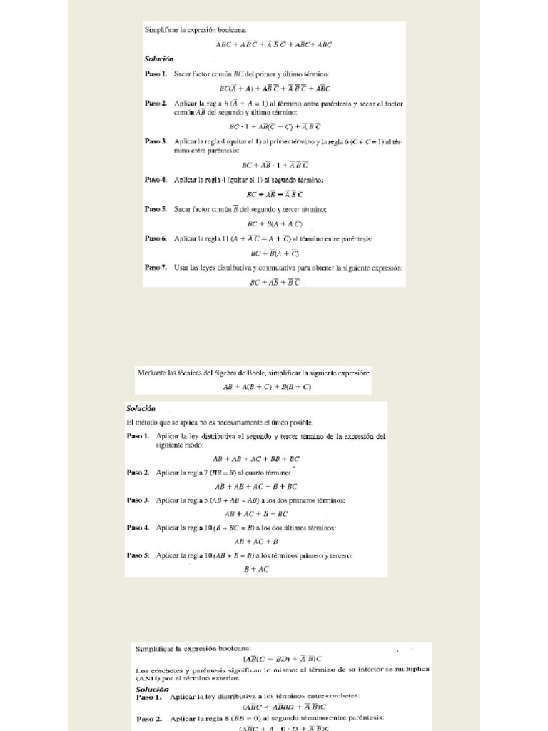 Ejercicios Simplificacion de Funciones Booleanas | PDF