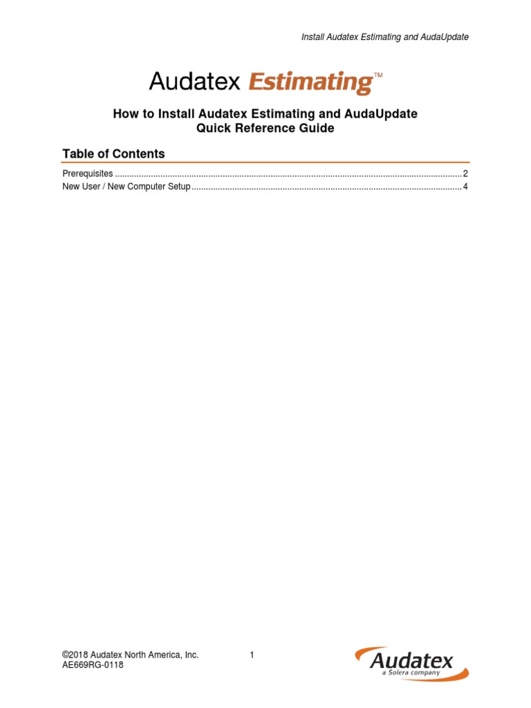How To Install Audatex Estimating and AudaUpdate Quick Reference Guide ...
