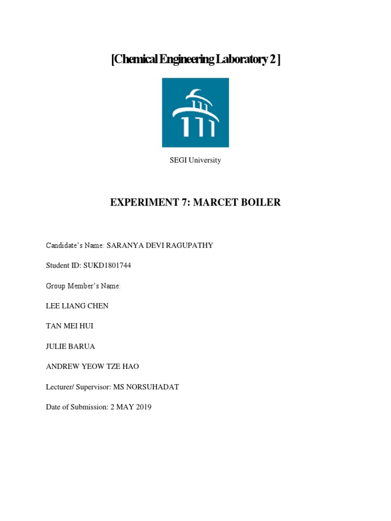 (Chemical Engineering Laboratory 2) : Experiment 7: Marcet Boiler | PDF ... (Chemical Engineering Laboratory 2) : Experiment 7: Marcet Boiler | PDF ...
