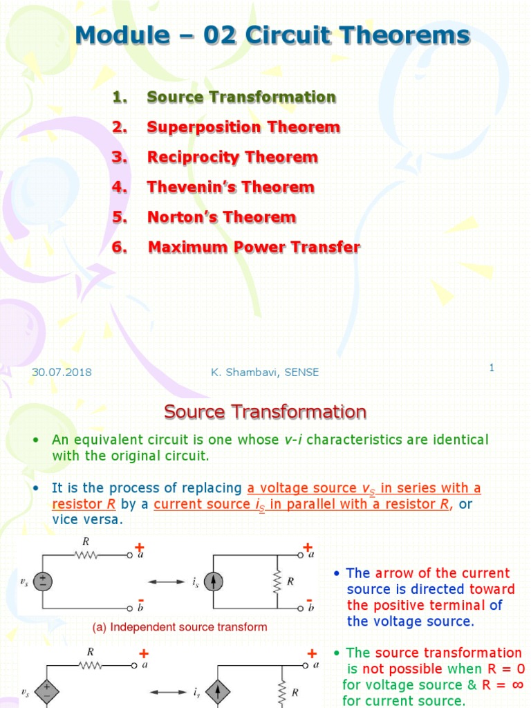 Source Transformation and Super Position Theorem PDF | PDF | Electrical ...