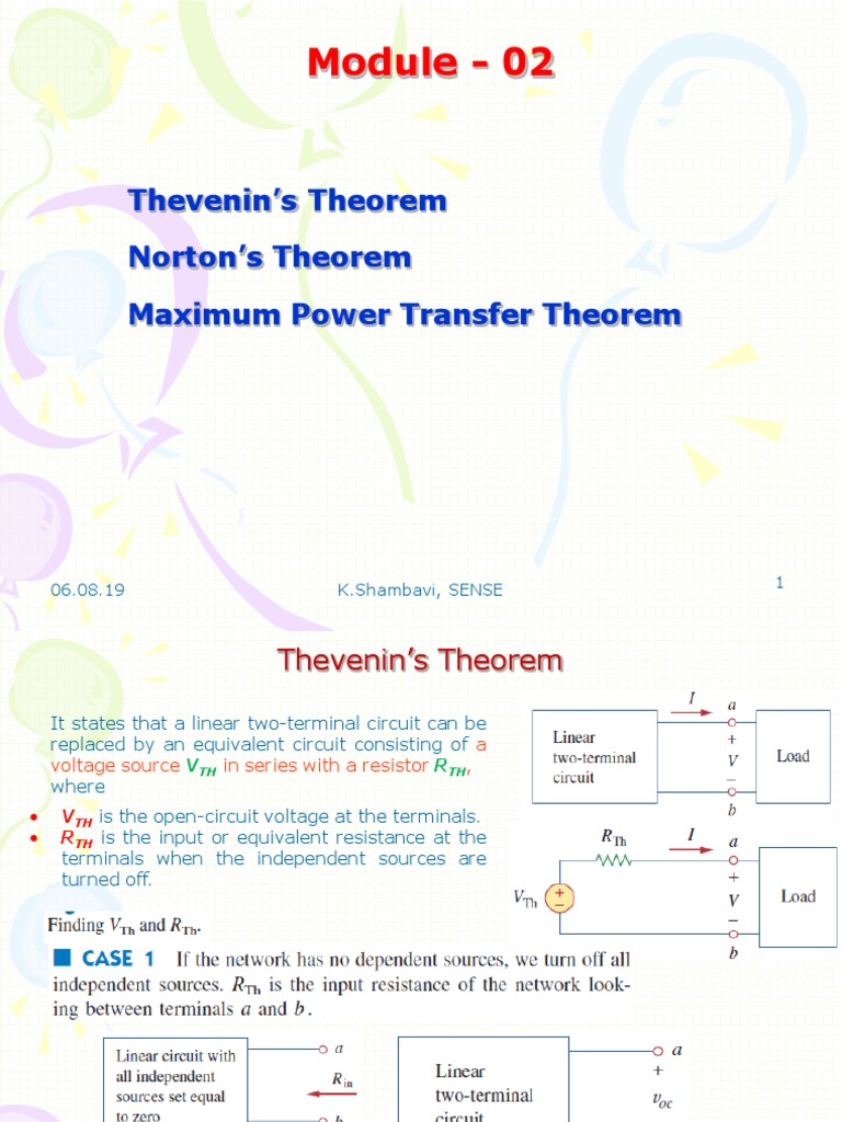 Thevenins & Nortons Theorem and Maximum Power Transfer Theorem PDF | PDF | Electrical Network ...