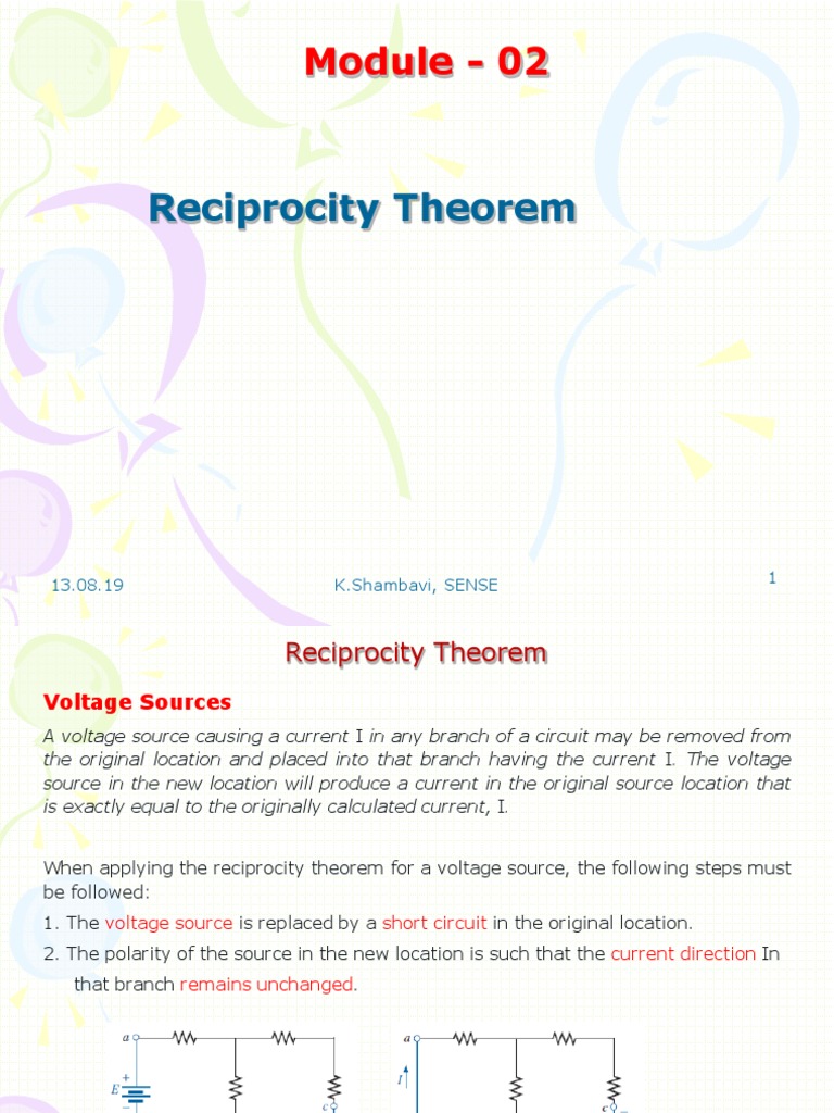 Reciprocity Theorem PDF | PDF | Theorem | Electricity