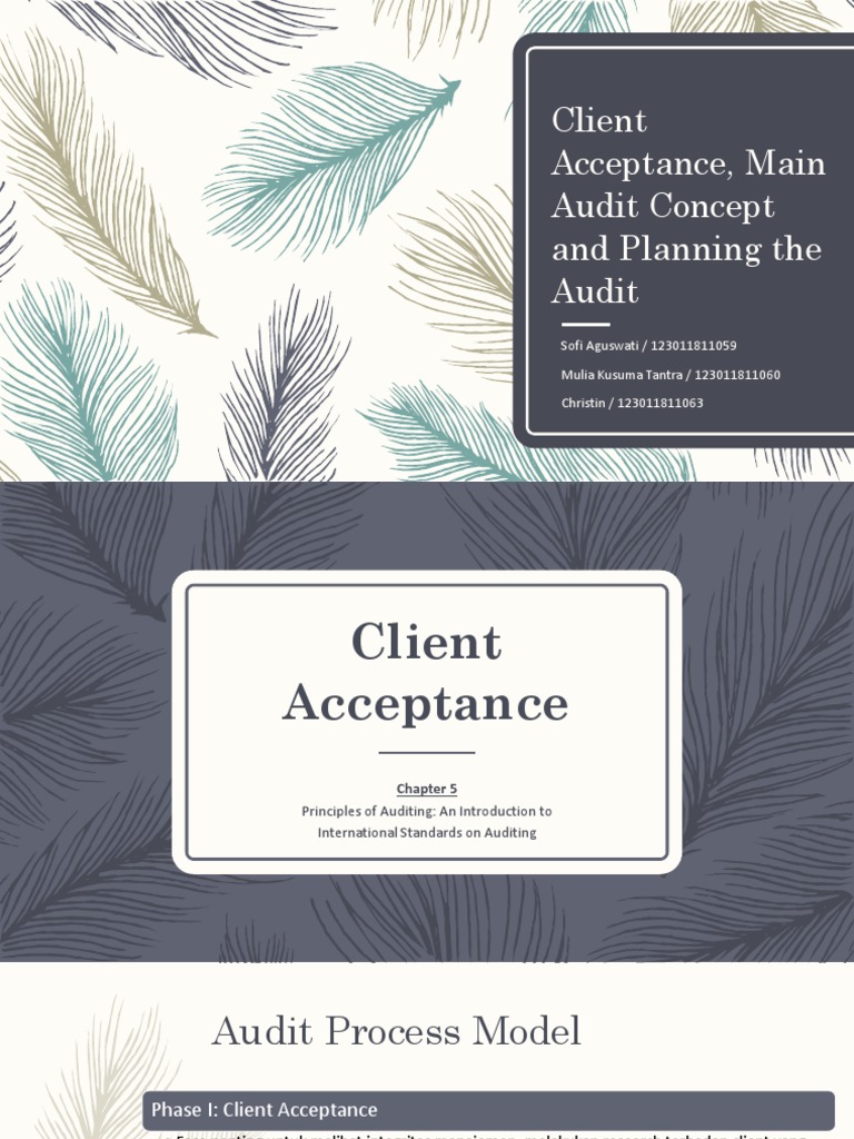 Client Acceptance, Main Concept Audit and Planning Audit | PDF ...