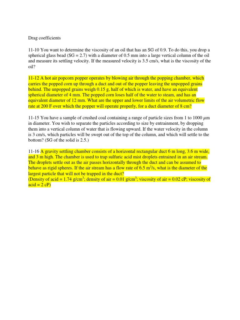 Fluid Dynamics Practice Questions | PDF