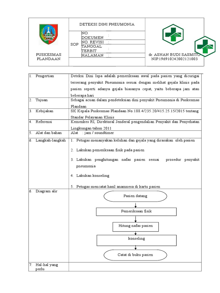 Format Sop Deteksi Dini Pneumonia | PDF