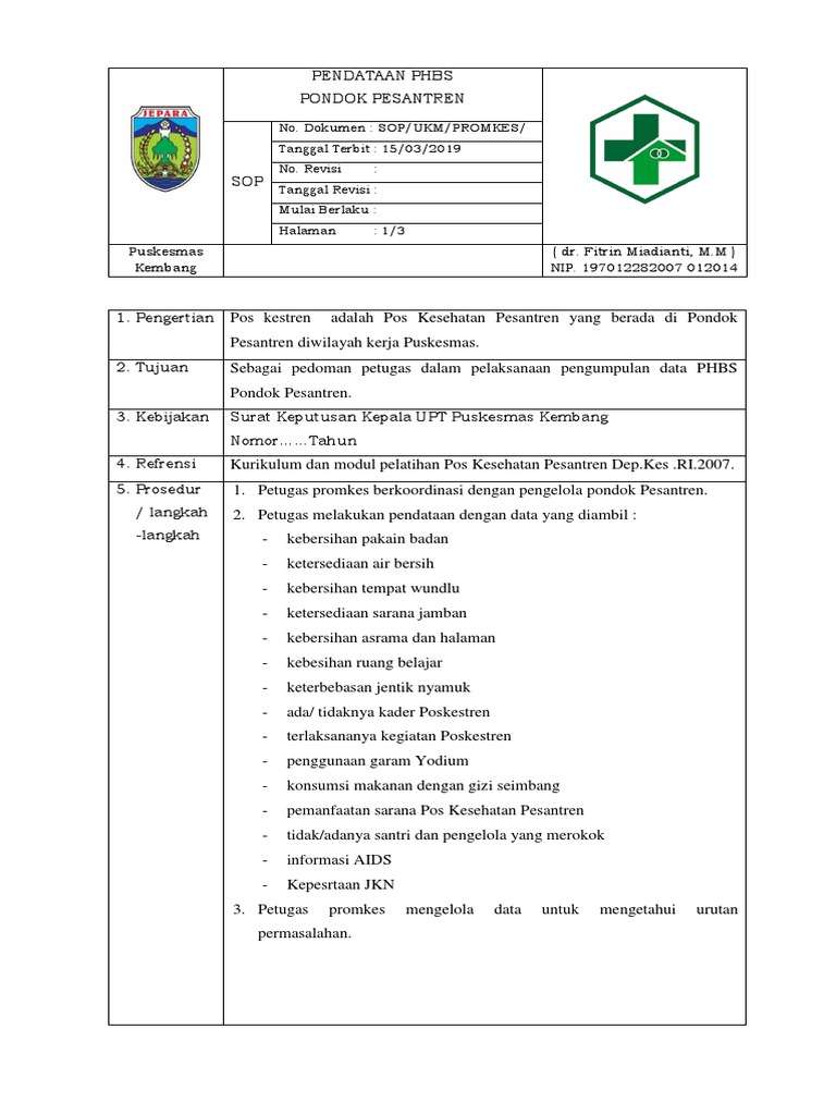 Sop Pendataan Poskestren | PDF