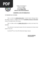 Barangay Certificate of Low Income | PDF