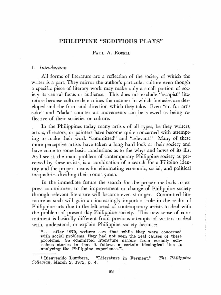 Rodell-Philippine Seditious Plays PDF | PDF | Philippines | Theatre