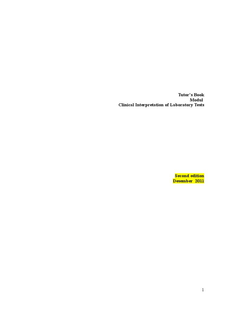 Tutor's Book Modul Clinical Interpretation of Laboratory Tests | PDF ...