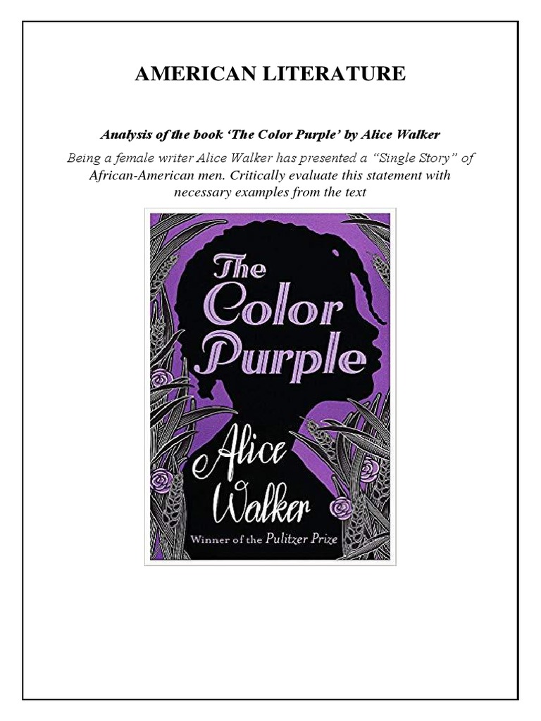 American Literature: Analysis of The Book The Color Purple' by Alice ...