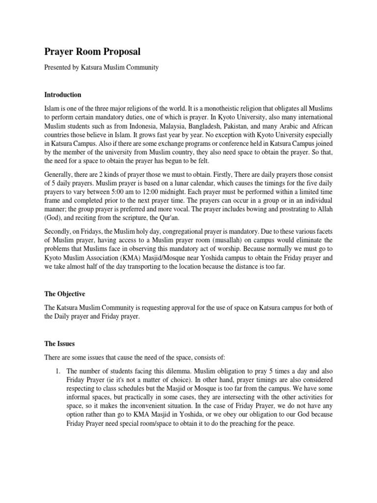 Prayer Room Proposal | PDF | Mosque | Abrahamic Religions