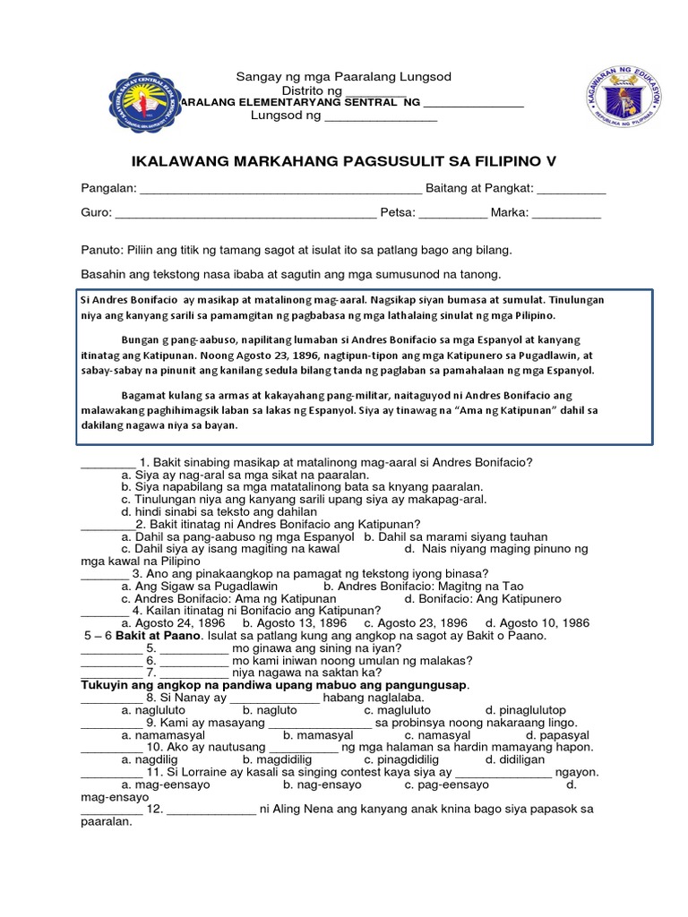 2nd Grading Exam.filipino 5