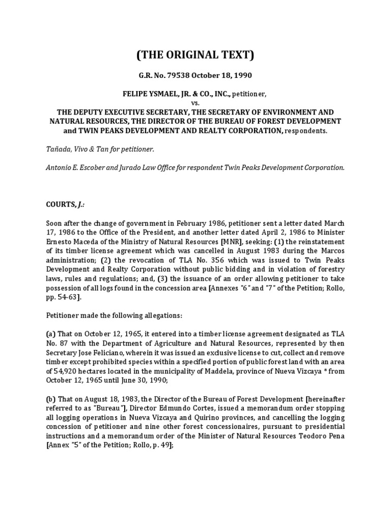 Timber License Dispute Case Summary | PDF | Laches (Equity) | Judgment ...