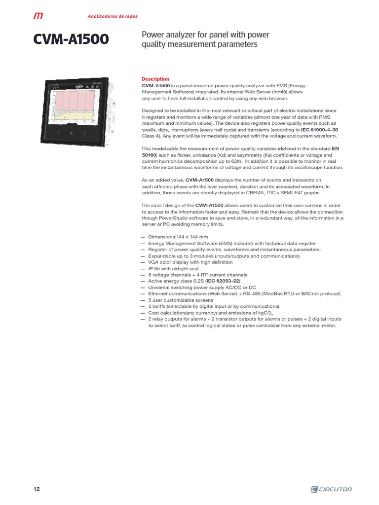 CVM-A1500: Power Analyzer For Panel With Power Quality Measurement ...