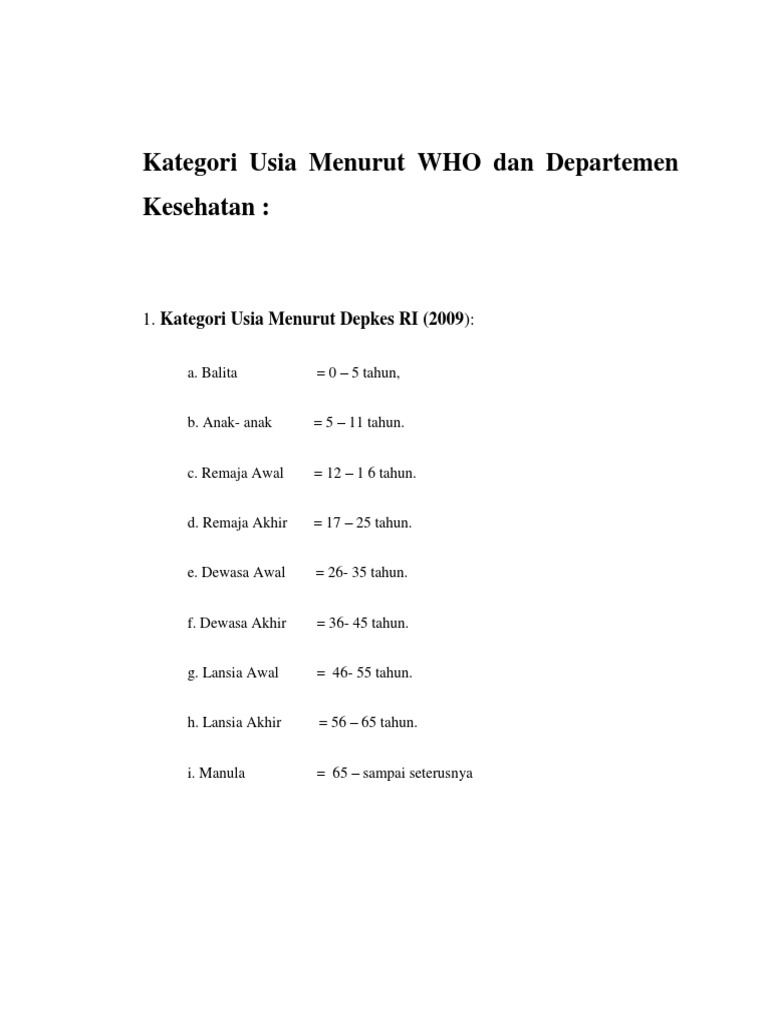 Kategori Umur Menurut Depkes RI | PDF