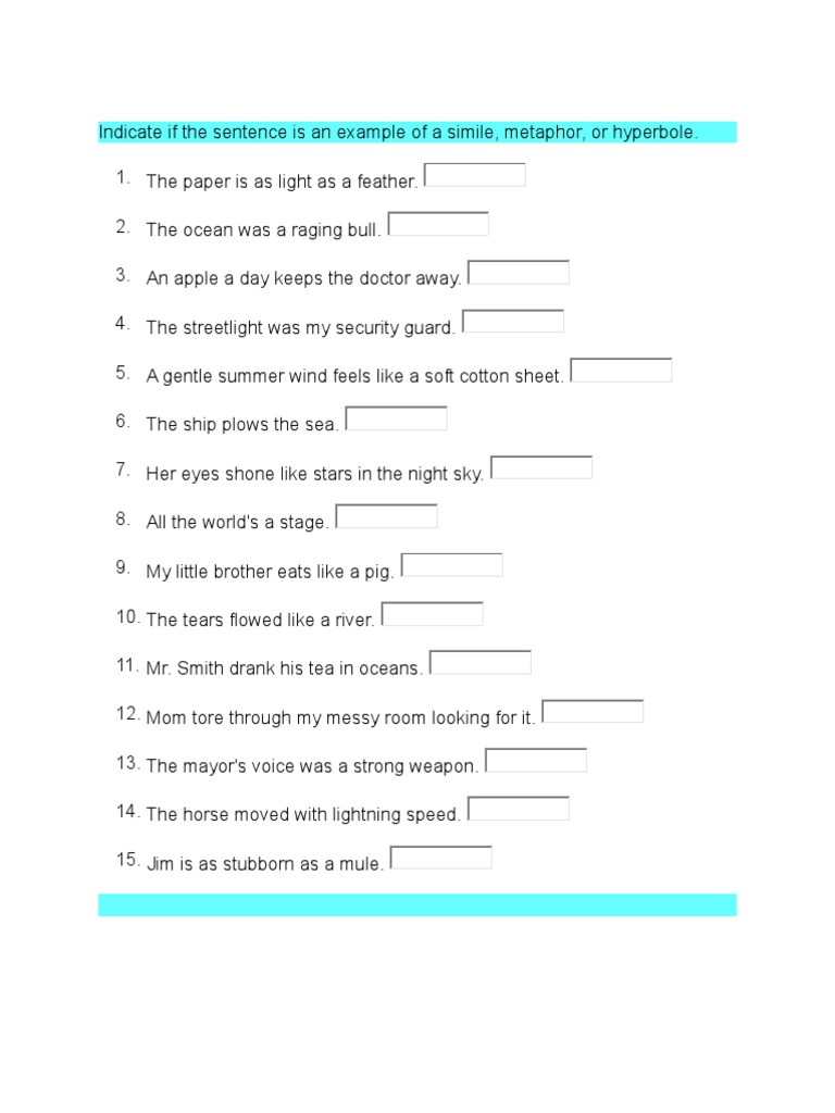 Indicate If The Sentence Is An Example of A Simile | Download Free PDF ...