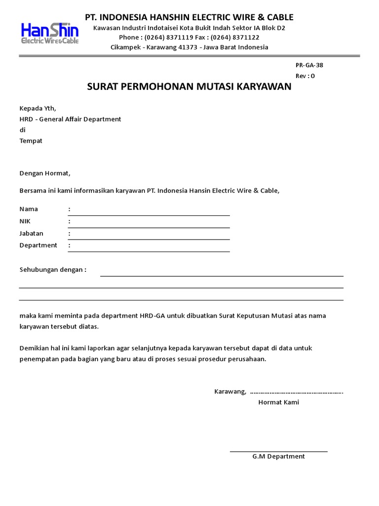 Surat Permohonan Rotasi Kary | PDF