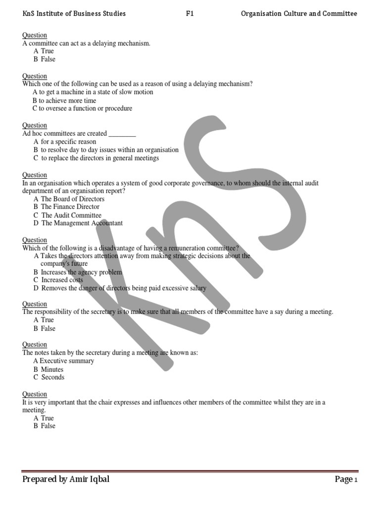Question Committee | PDF | Committee | Board Of Directors