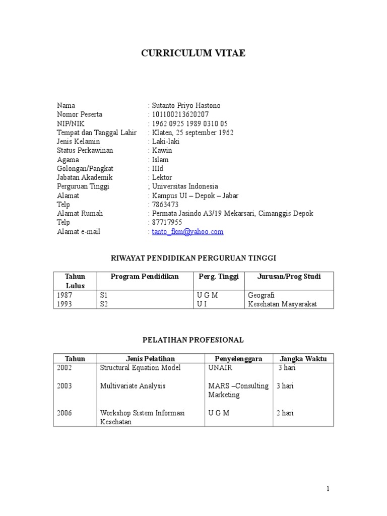 CV Sutanto Priyo Hastono | PDF