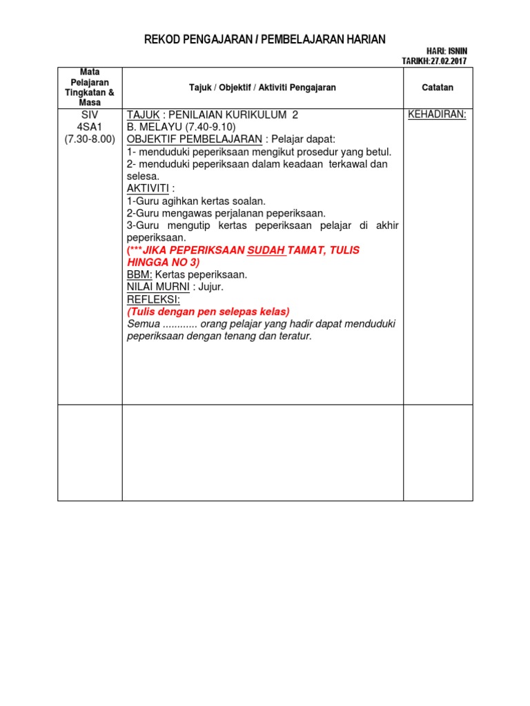 RPH Exam Selesai | PDF