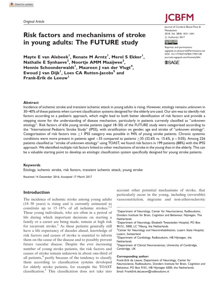 Risk Factors and Mechanisms of Stroke in Young Adults: The FUTURE Study ...