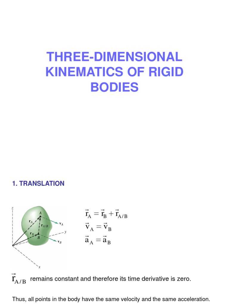 Three-Dimensional Kinematics of Rigid Bodiesr1 | PDF | Acceleration ...
