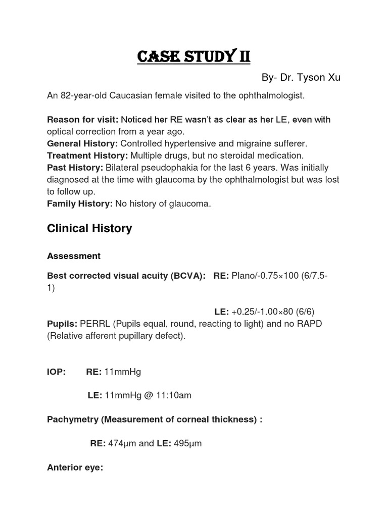 Case Study On Glaucoma | PDF | Glaucoma | Visual System