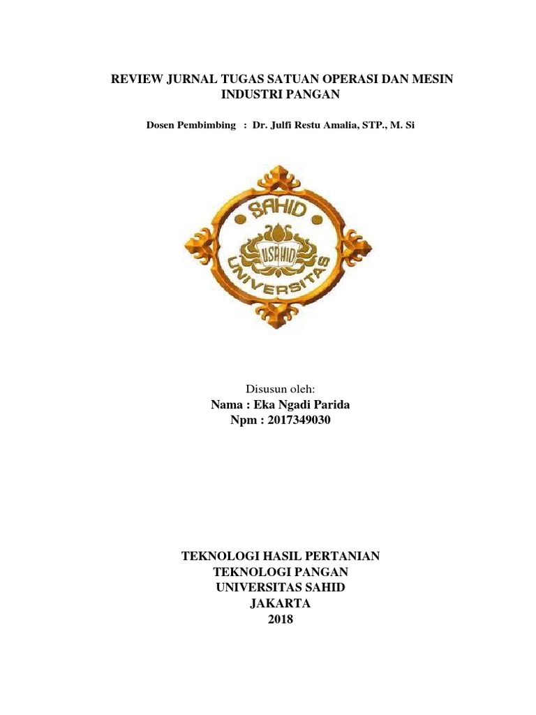 Review Jurnal Tugas Satuan Operasi Dan Mesin Industri Pangan Eka Ngadi ...