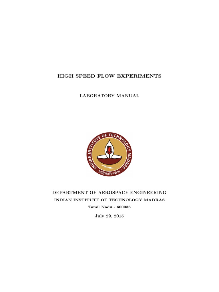 High Speed Flow Experiments: Laboratory Manual | PDF | Liquids ...
