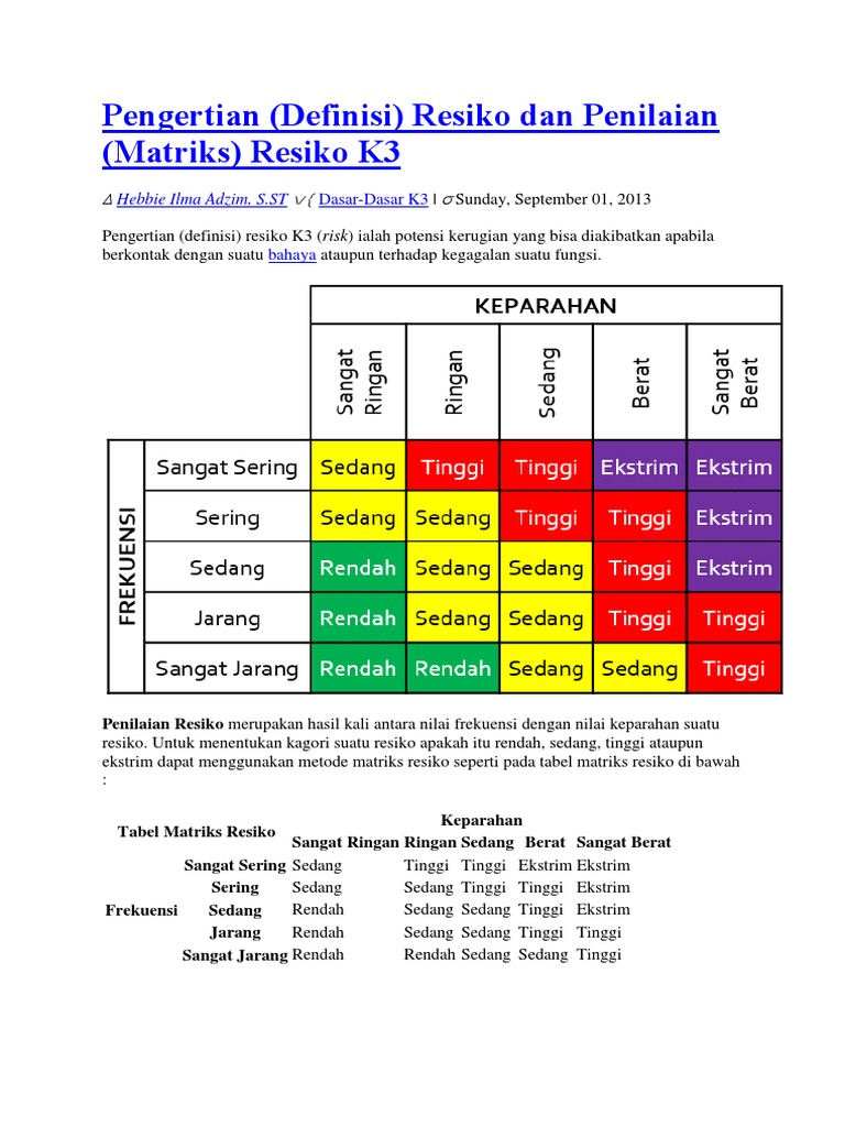 Penilaian Resiko k3. | PDF