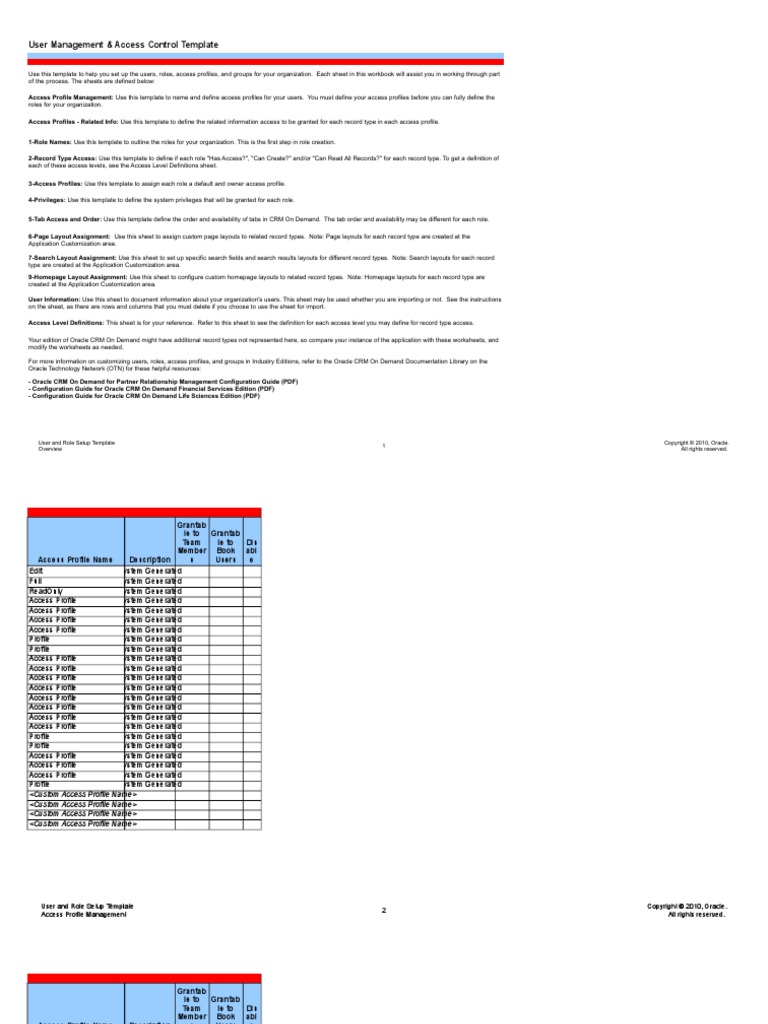 User and Role Setup Template | PDF | Oracle Corporation | Oracle Database