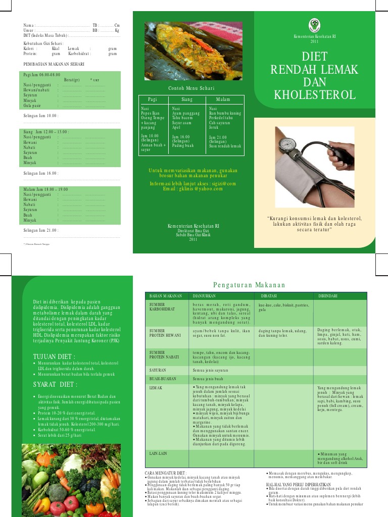 Leaflet Diet Rendah Lemak Dan Kolesterol