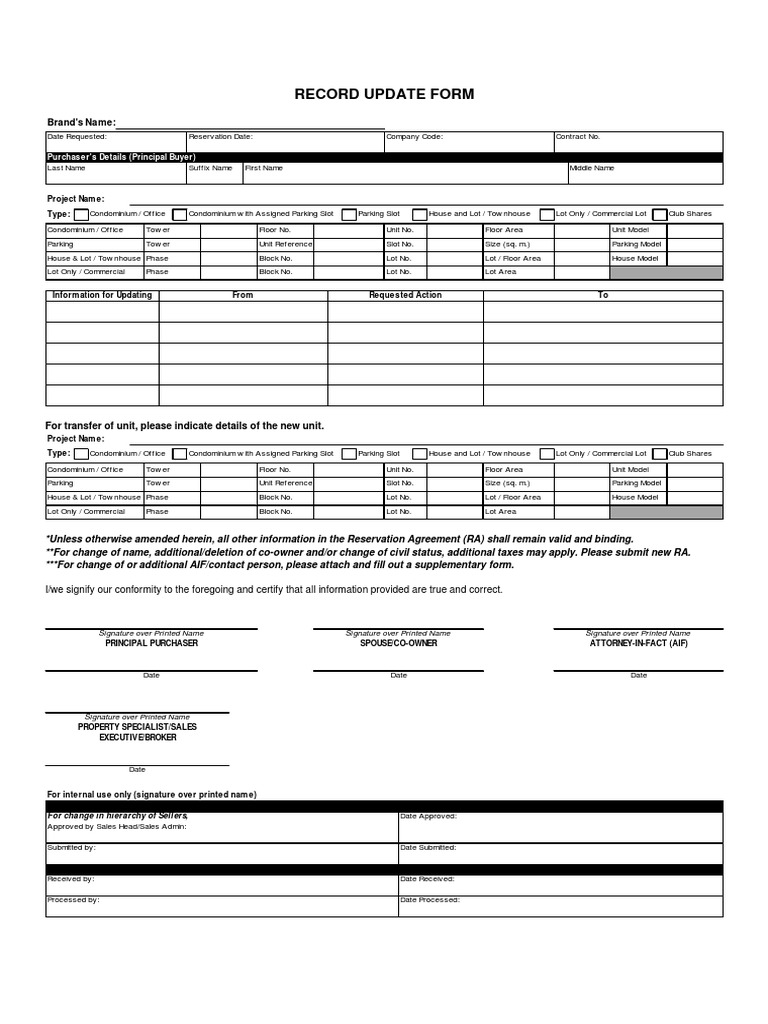 Record Update Form: Brand's Name | PDF | Power Of Attorney | Justice