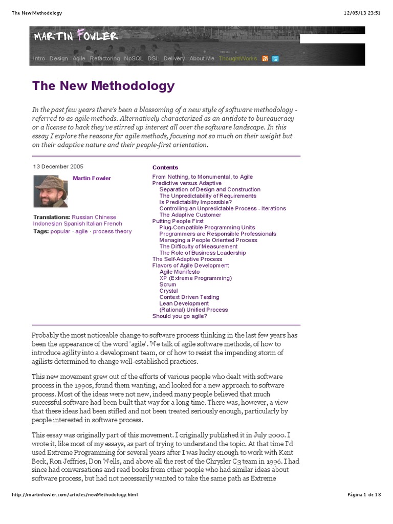 Fowler - The New Methodology | PDF | Agile Software Development | Software Development Process