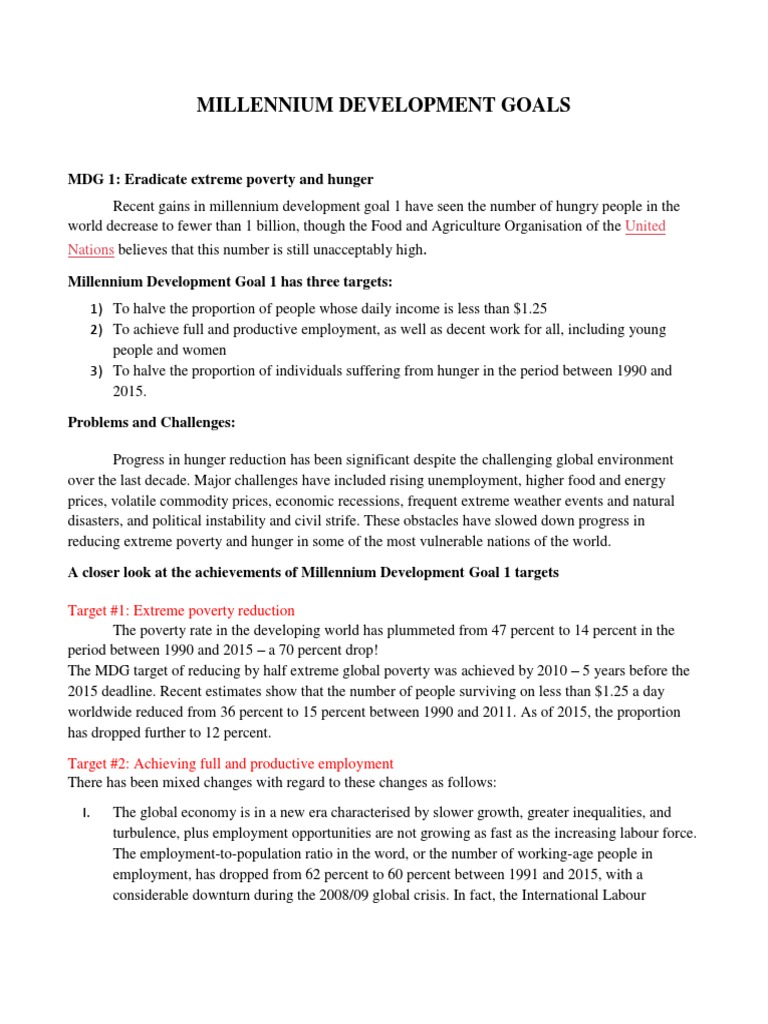 Millennium Development Goals | PDF | Millennium Development Goals ...