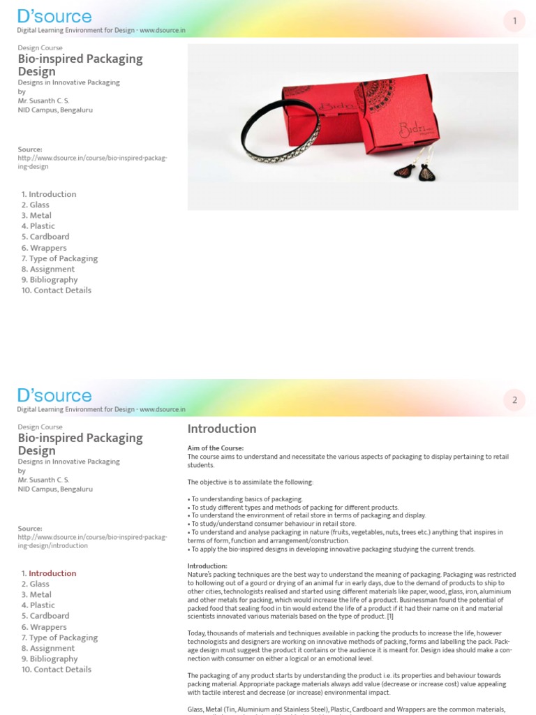 Bio-inspired Packaging Design Course | PDF | Packaging And Labeling ...