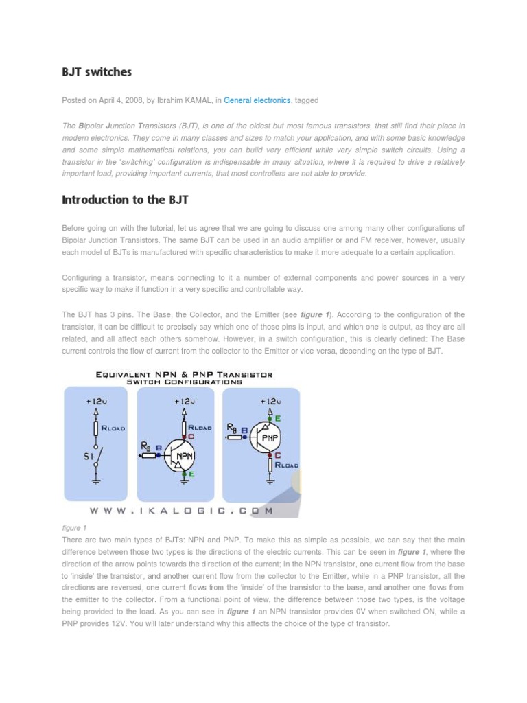 BJT Switches: General Electronics | PDF | Bipolar Junction Transistor | Transistor