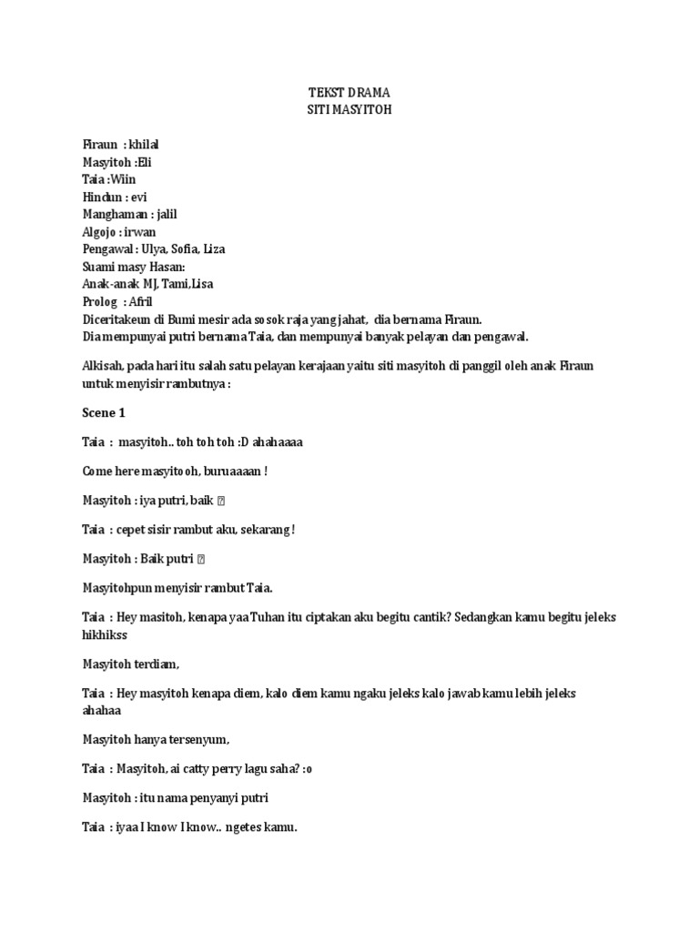 Drama Siti Masyitoh: Kisah Keteguhan | PDF
